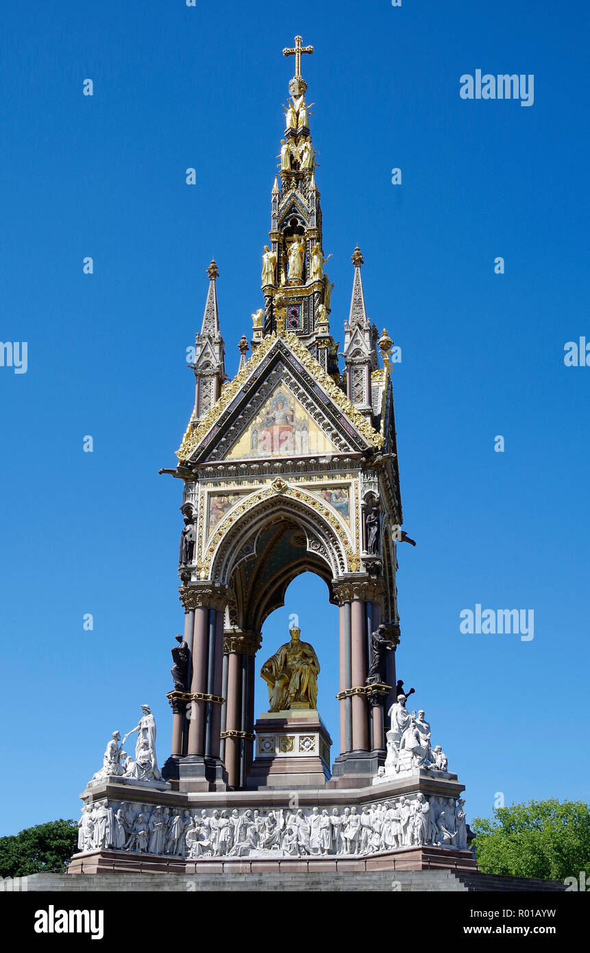 The Albert Memorial, in Kensington Gardens, London, built 1863-72 in memory of Prince Albert of ...