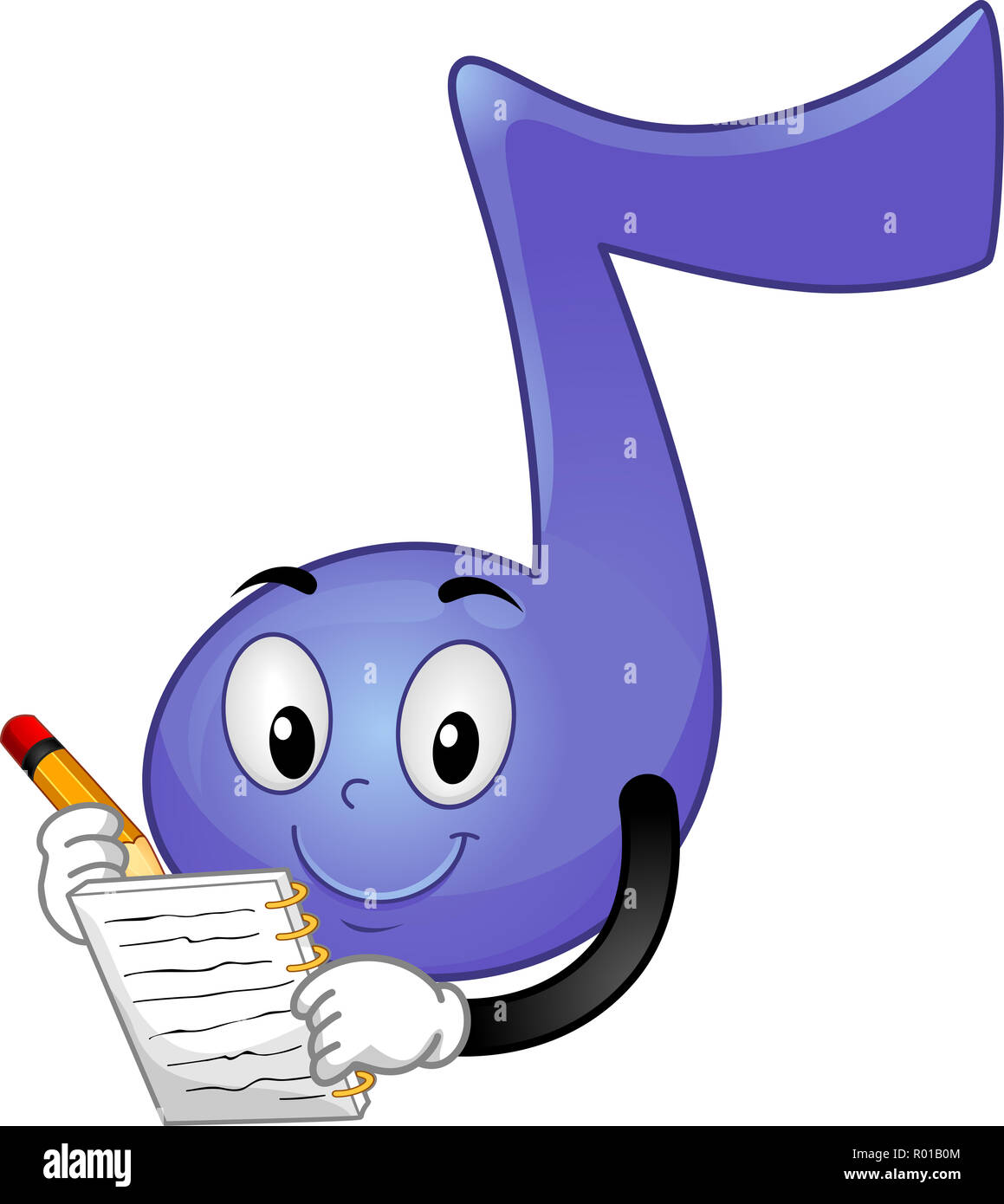 Illustration of a Purple Eighth Note Smiling While Writing a Song on ...