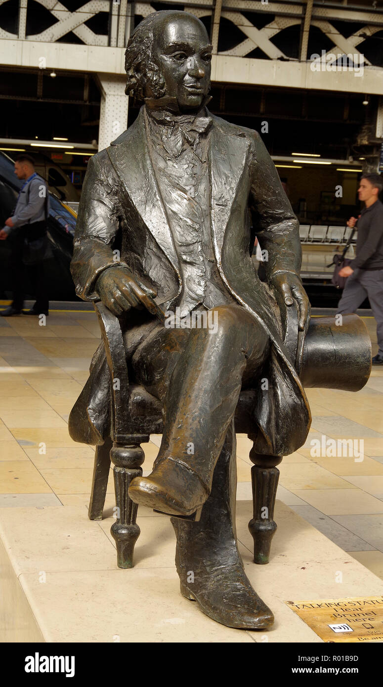 Bronze statue of the great British engineer Isambard Brunel, at ...