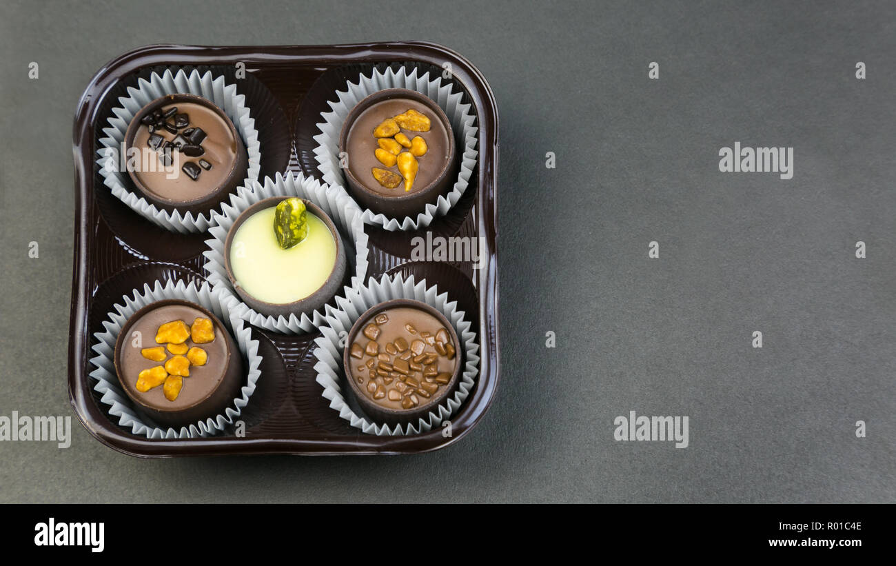 Candy with different fillings in a package of 5 pieces Stock Photo - Alamy