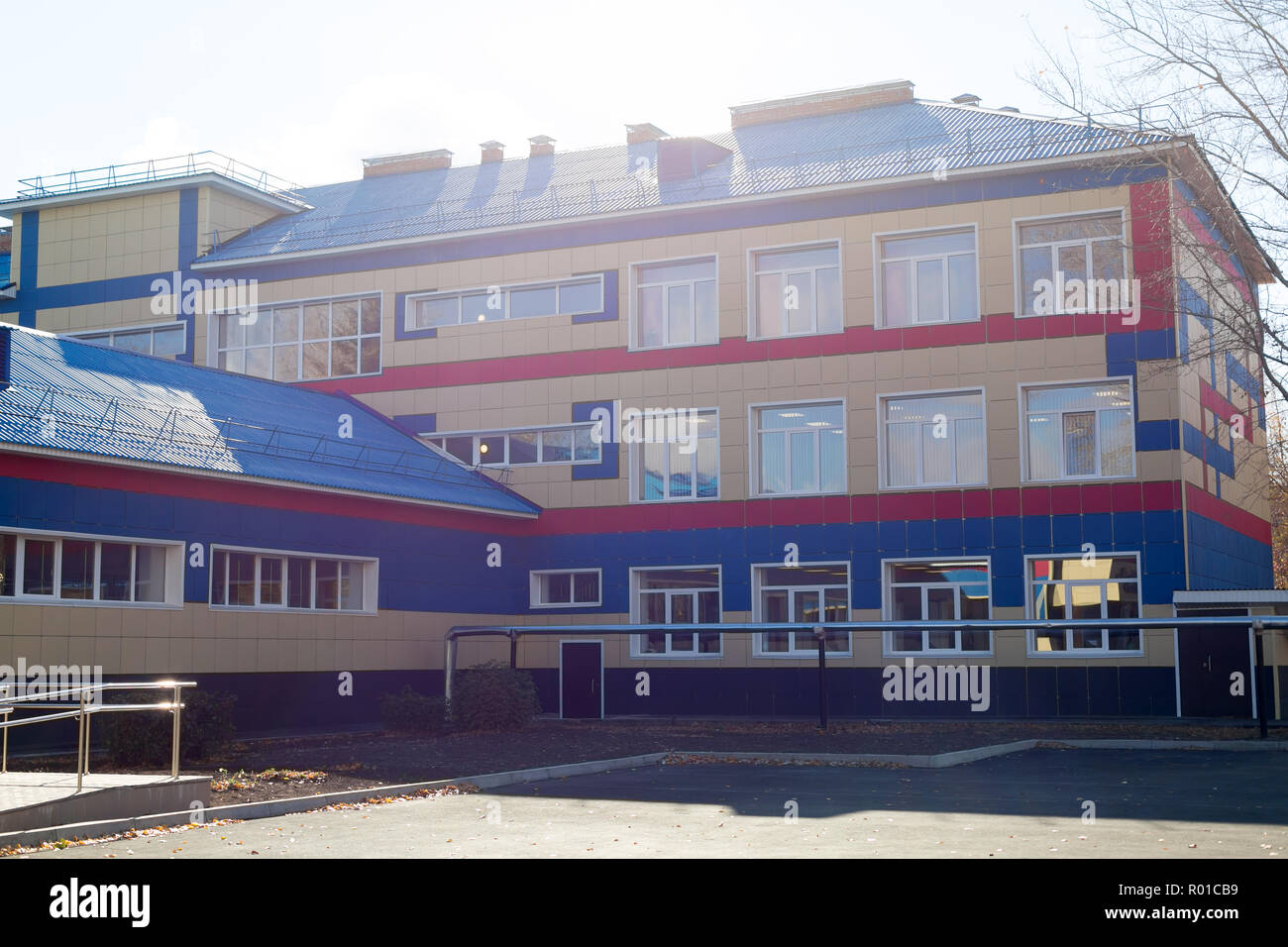 Russian school after repair. Overhaul in the school building Stock ...