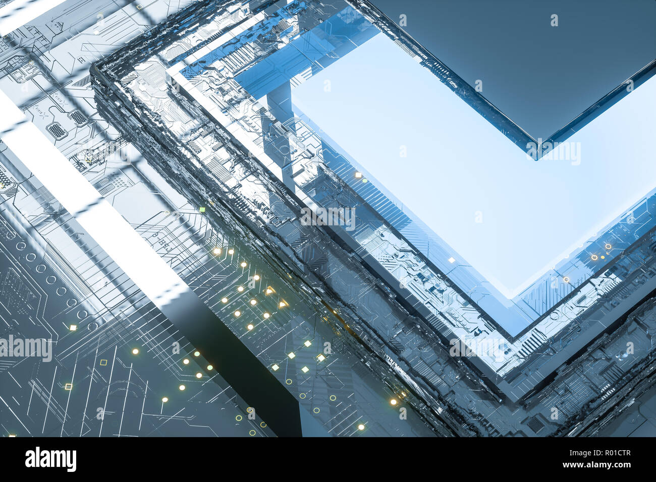 3d rendering, Circuit board and glow chip Stock Photo - Alamy
