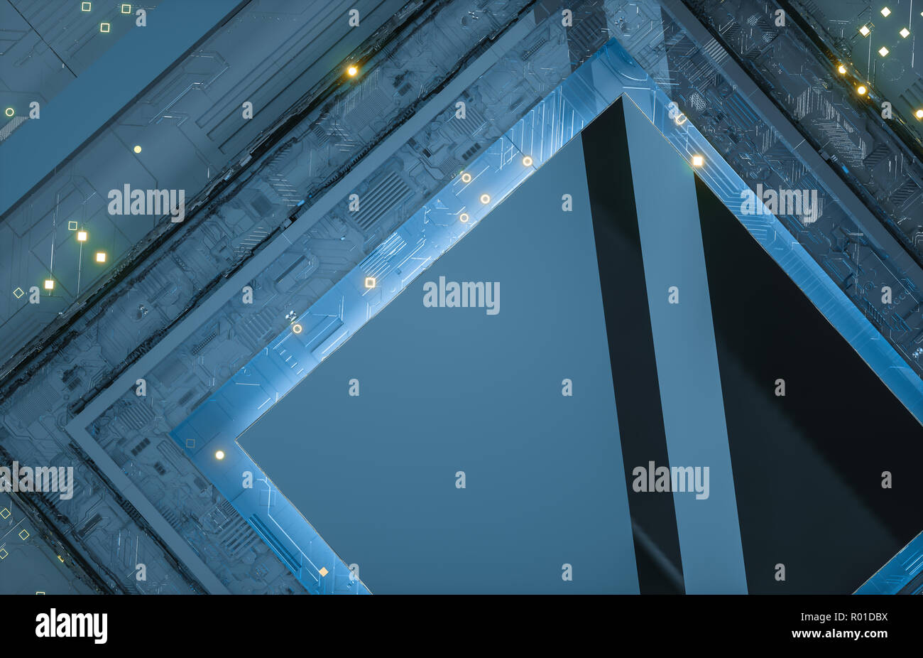 3d rendering, Circuit board and glow chip Stock Photo - Alamy