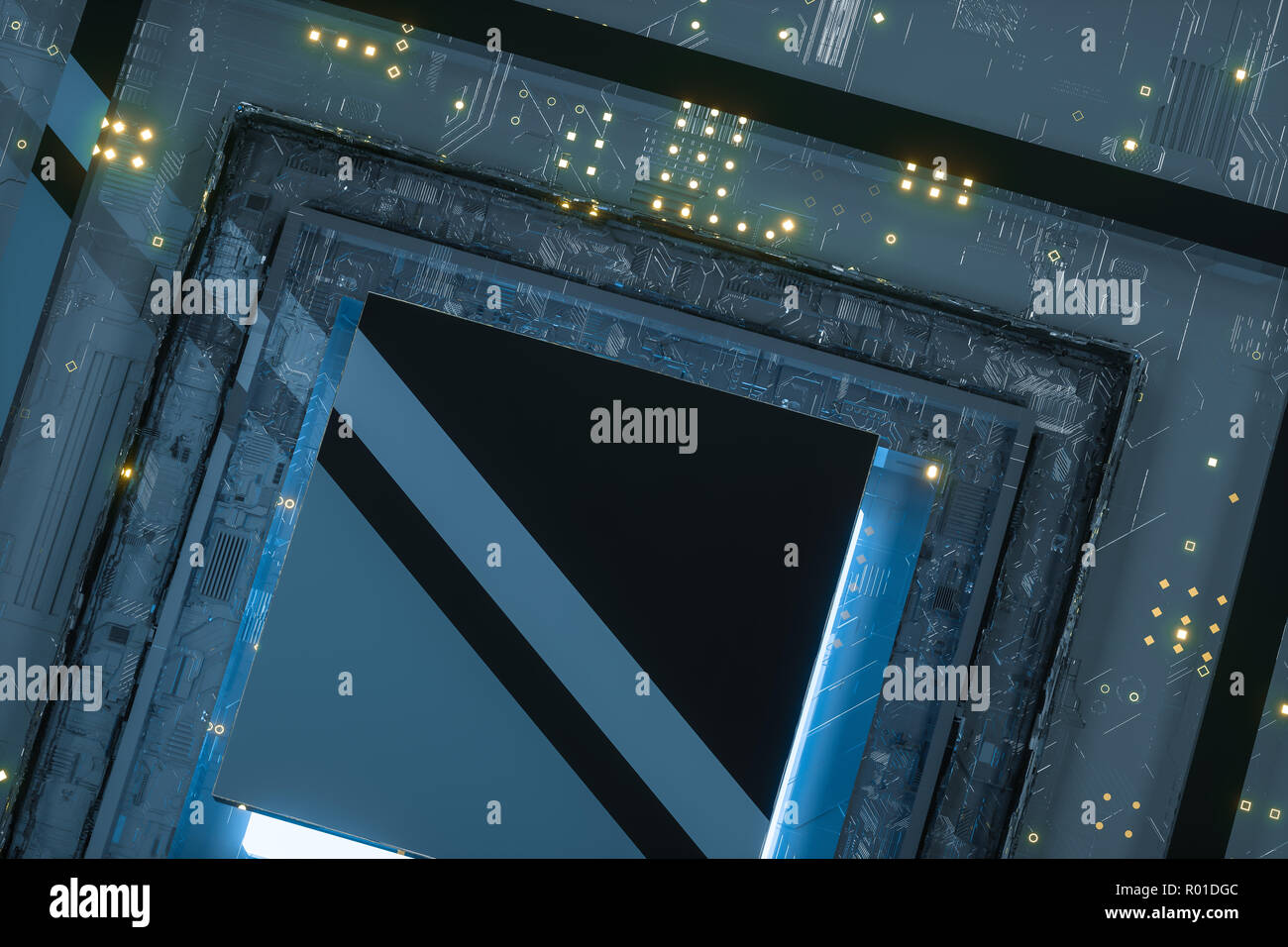 3d rendering, Circuit board and glow chip Stock Photo - Alamy