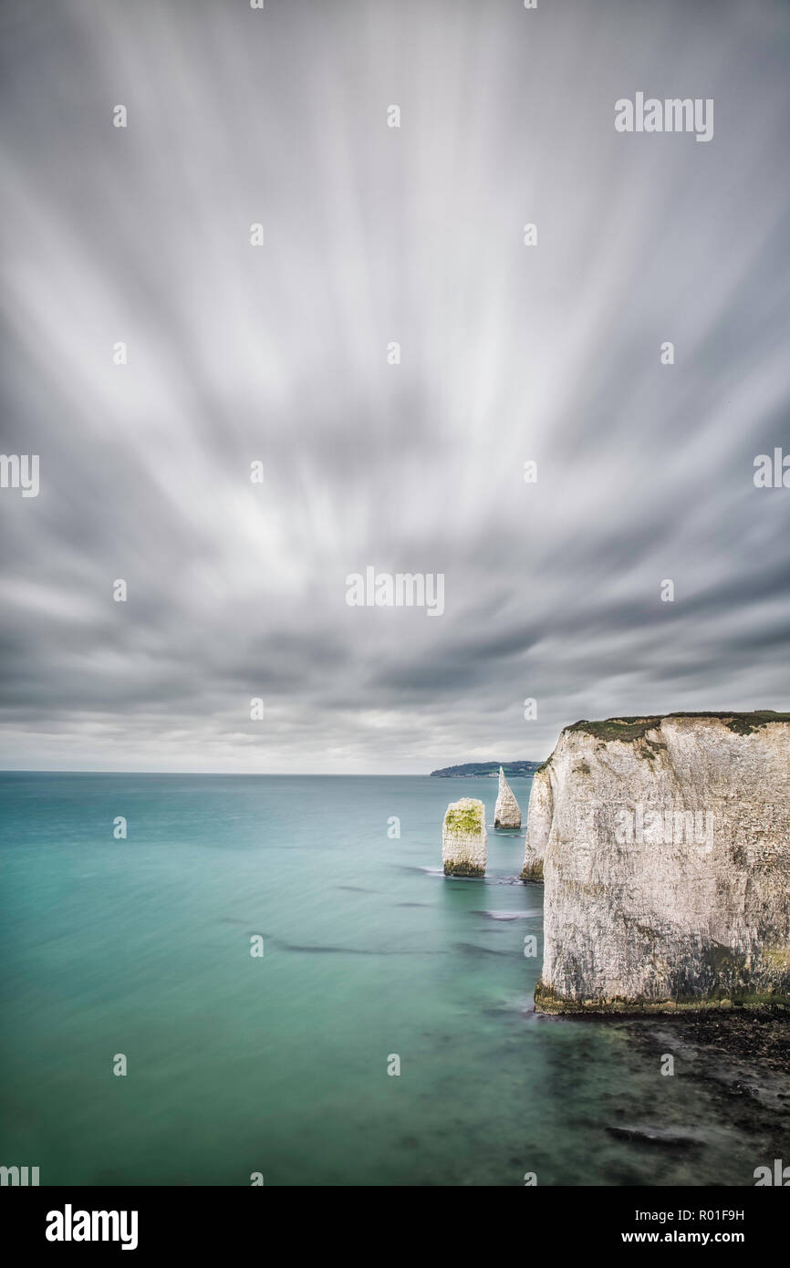 The Pinnacles from Ballard Down, Isle of Purbeck, Dorset, England Stock ...