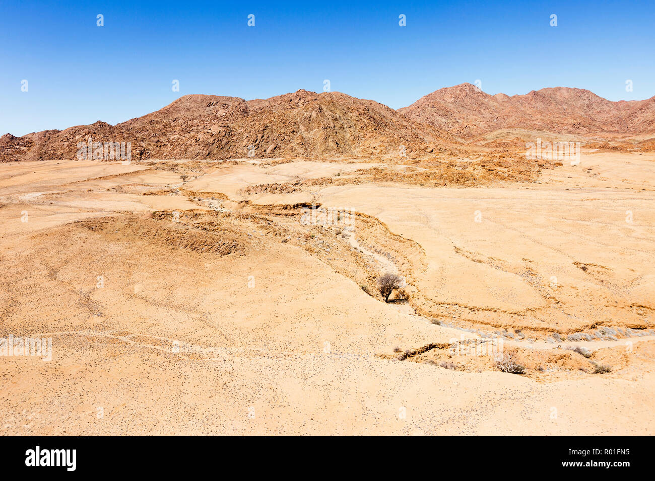 Aerial view, rain washed landscape, Namib Desert, Namib-Naukluft ...