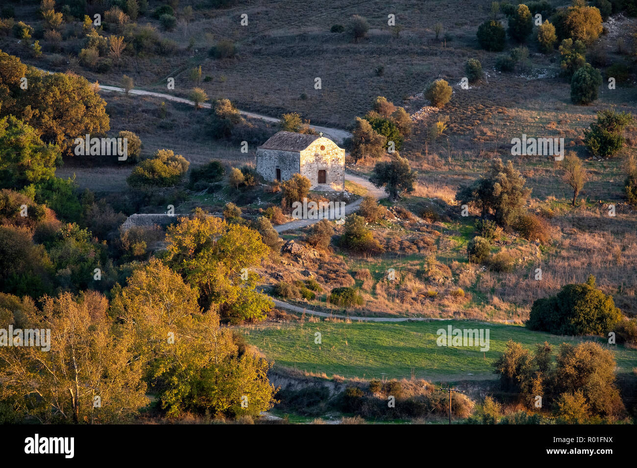 Small church near the abandoned village of Prastio in the Diarizos ...