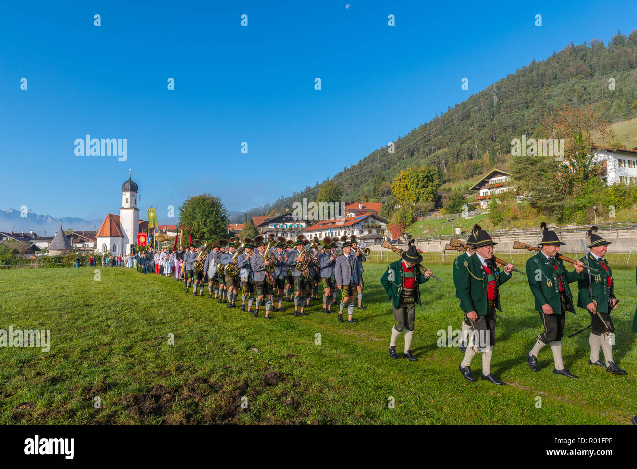 Local groups in costumes, Thanksgiving celebrations, Wallgau, Bavaria ...