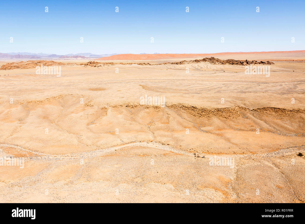 Aerial view, rain washed landscape, Elim Dune, Sossusvlei, Namib Desert ...