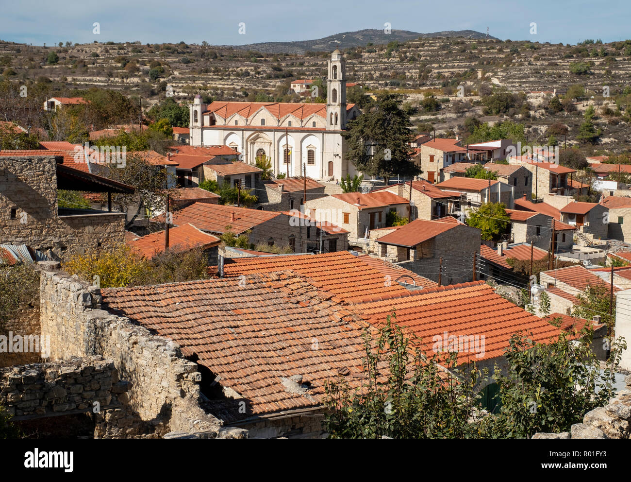 Picturesque village of Lofou situated in the Troodos mountains, Cyprus ...