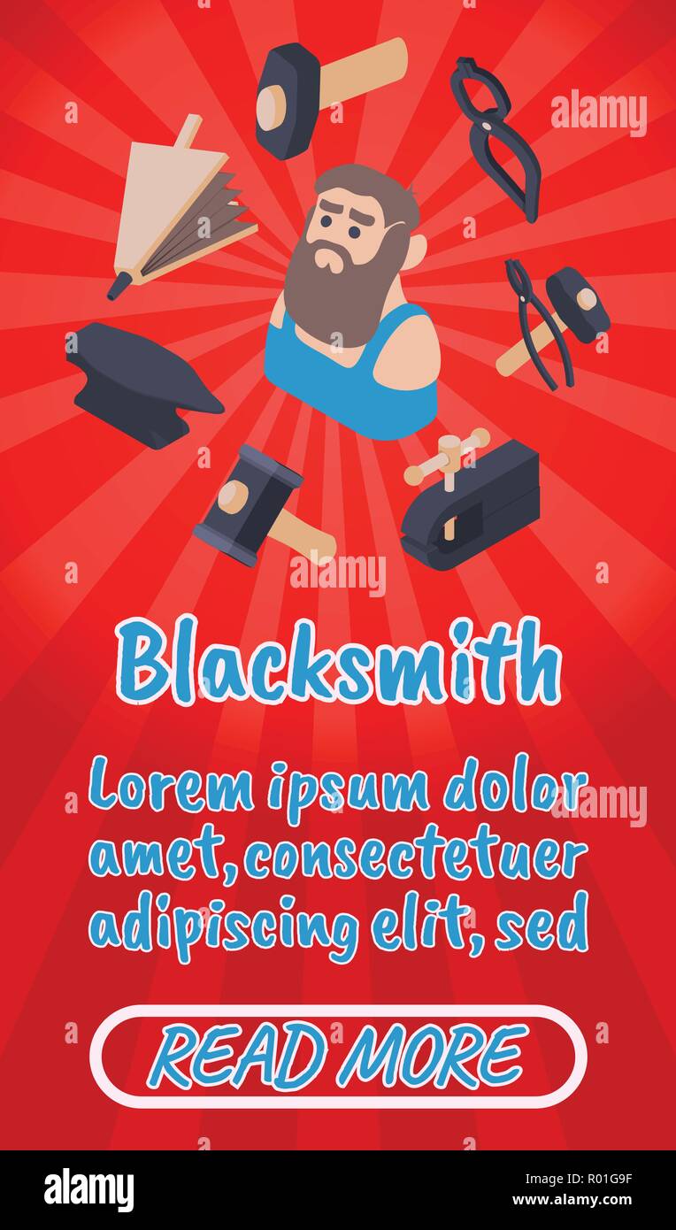 Blacksmith concept banner, comics isometric style Stock Vector Image ...