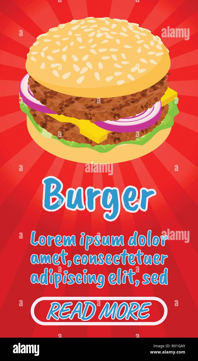 Burger concept banner, comics isometric style Stock Vector Image & Art ...