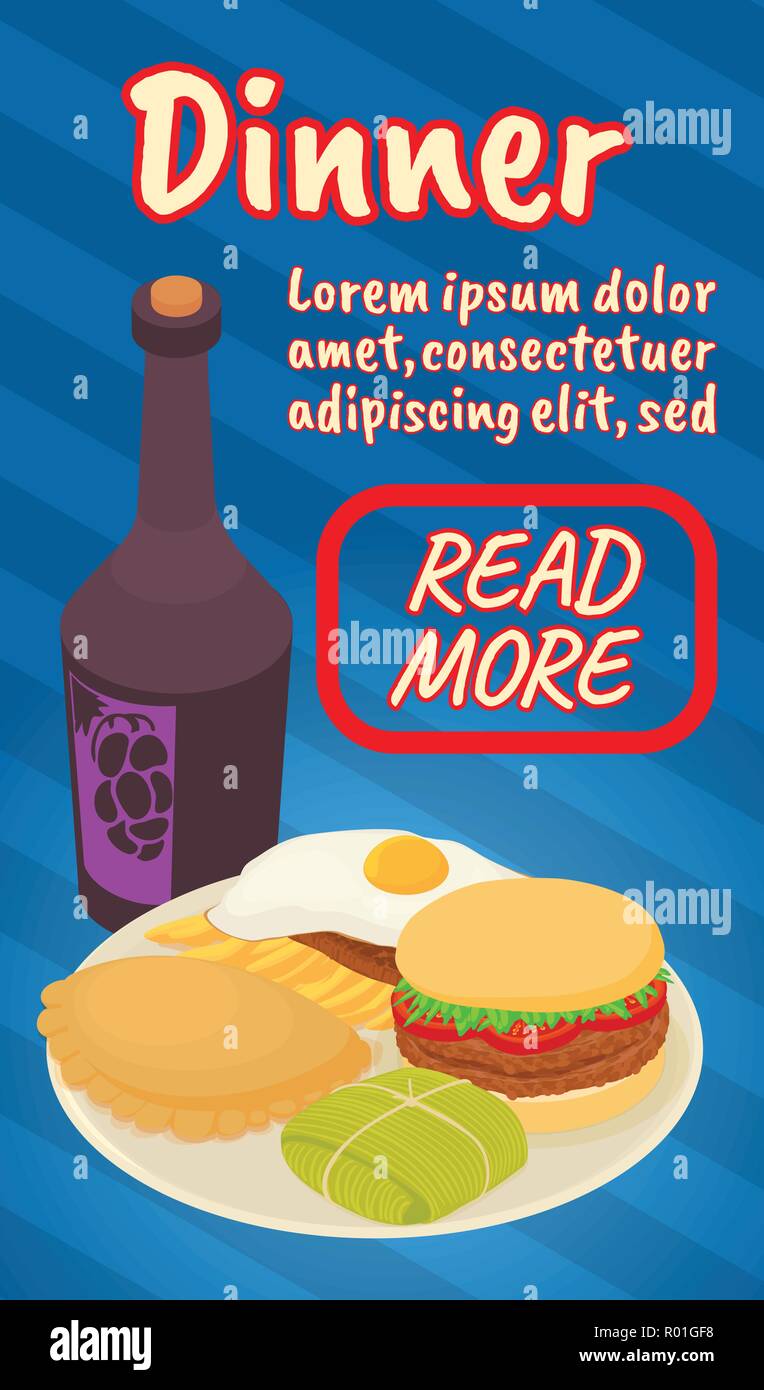 Dinner concept banner, comics isometric style Stock Vector Image & Art ...
