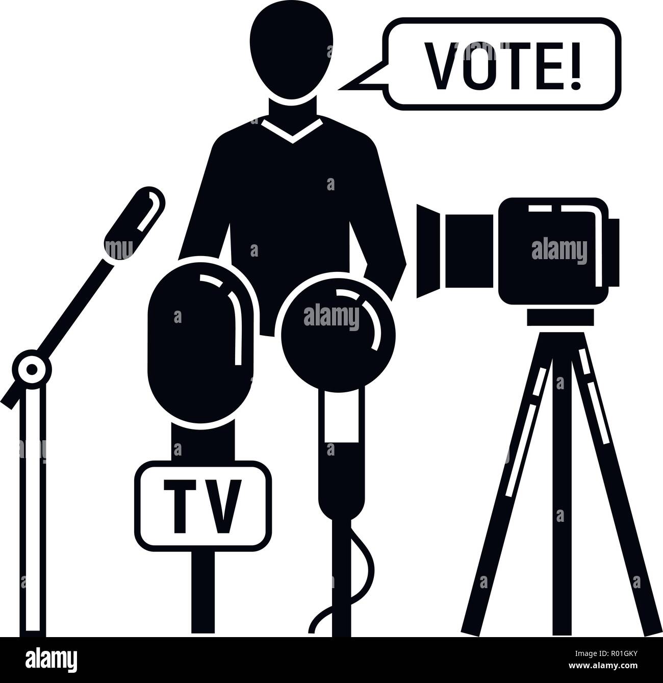 Political candidate interview icon, simple style Stock Vector Image ...