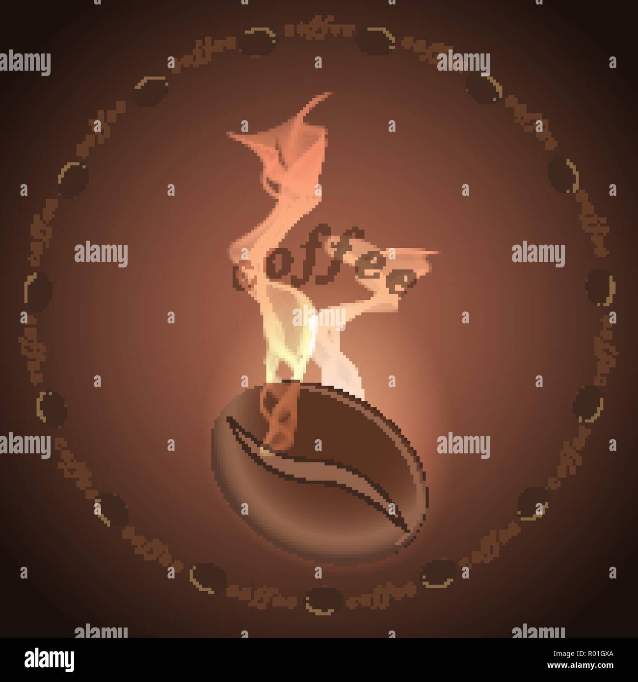 vector coffee bean with smoke illuminated by light Stock Vector Image ...