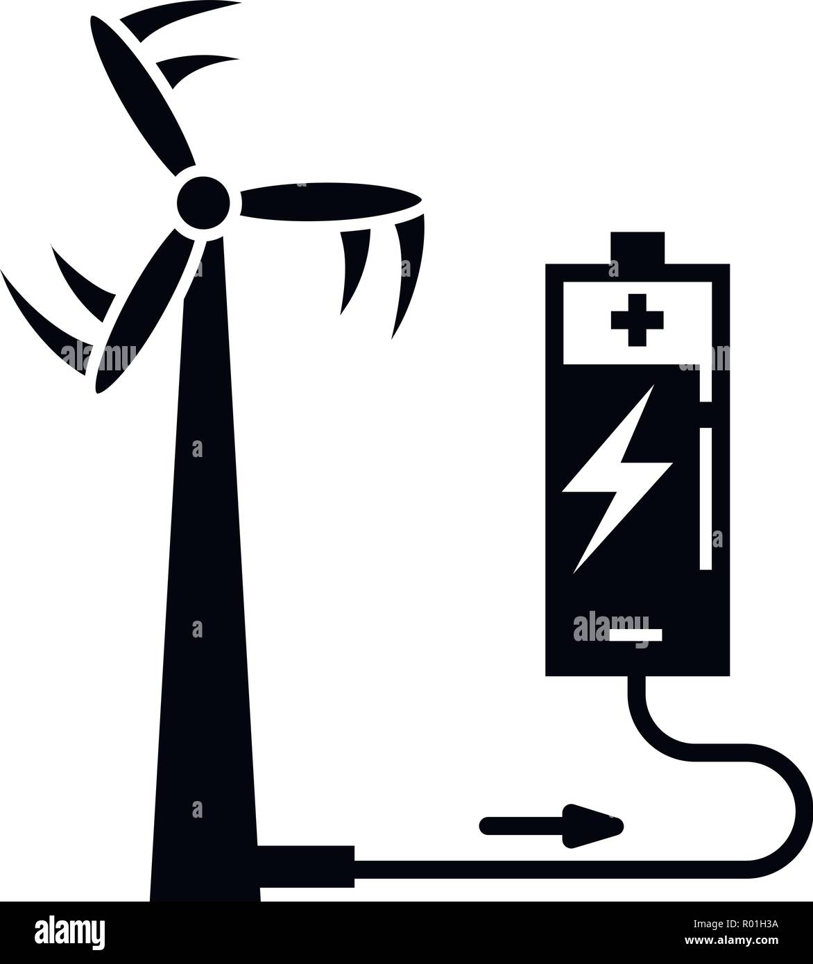 Wind turbine battery charging icon, simple style Stock Vector Image ...