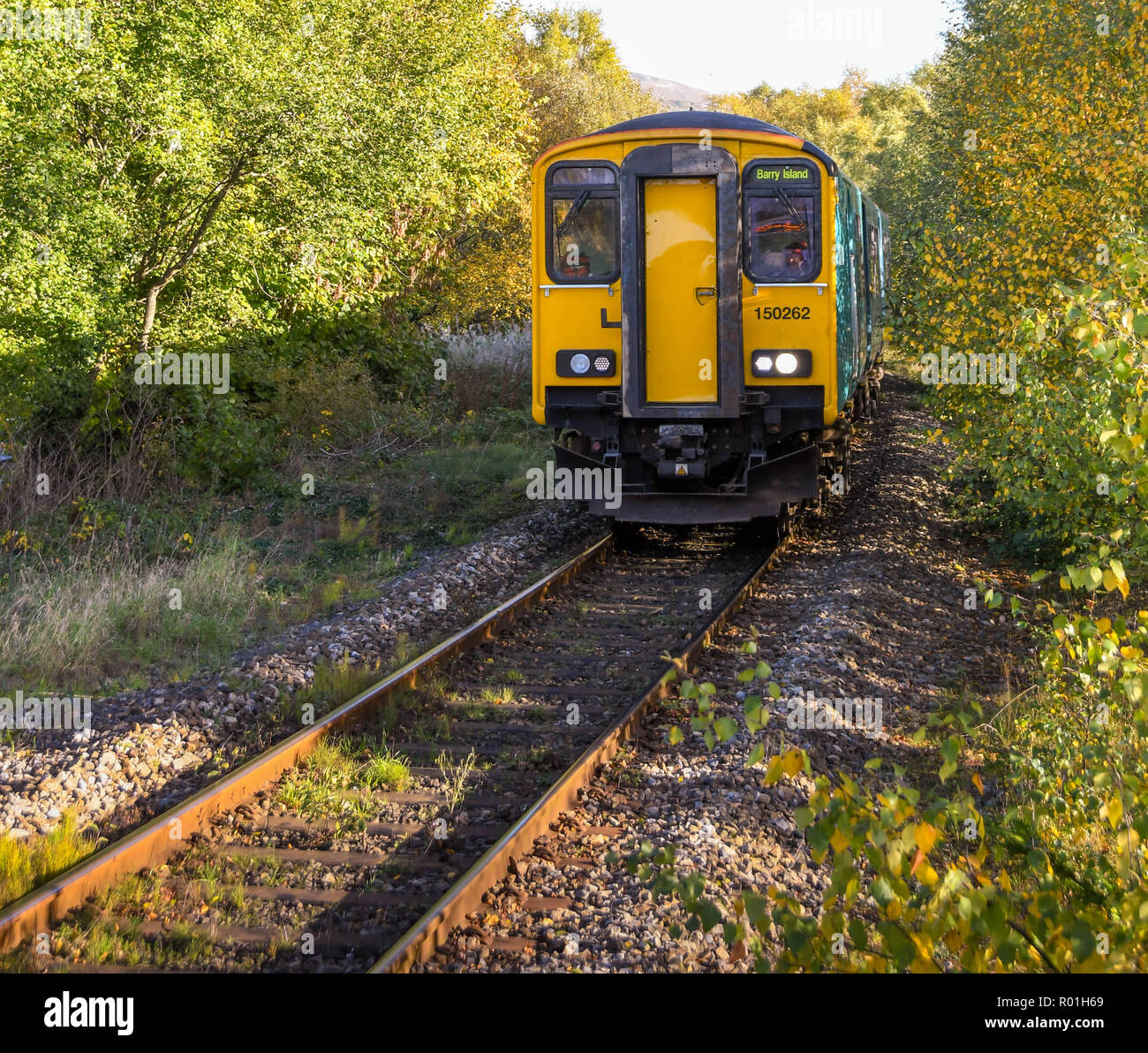 ABERDARE, WALES - OCTOBER 2018: "Sprinter" diesel commuter train ...