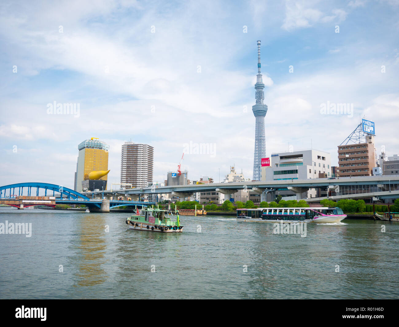 Tokyo, Japan. September 12, 2018. Sumida River Terrace, The Skytree ...