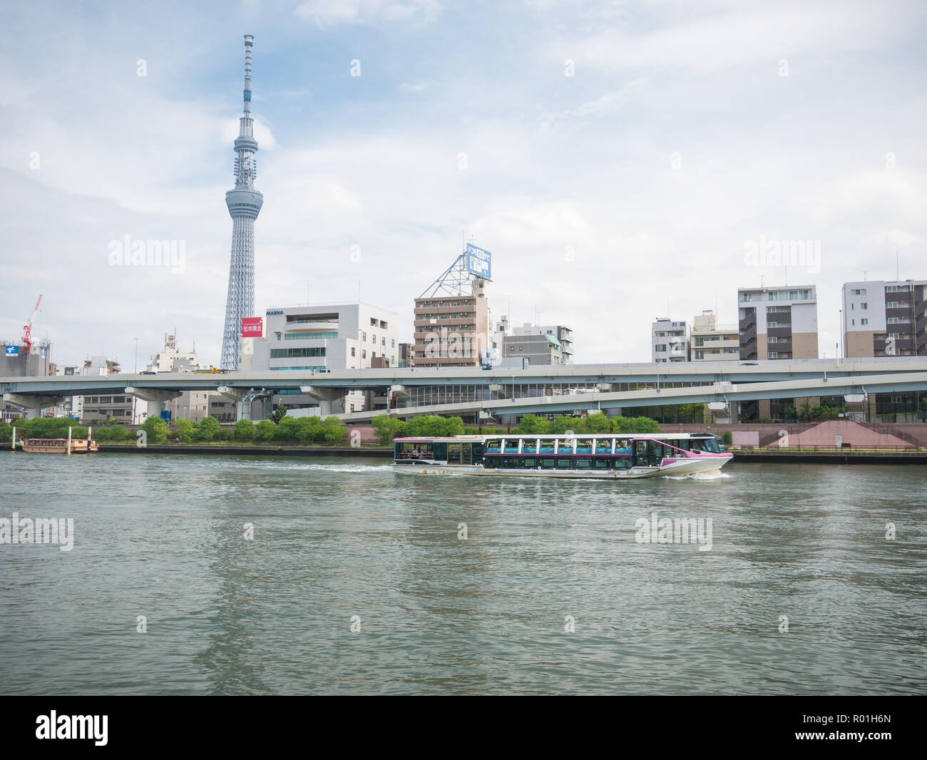 Tokyo, Japan. September 12, 2018. Sumida River Terrace, The Skytree ...
