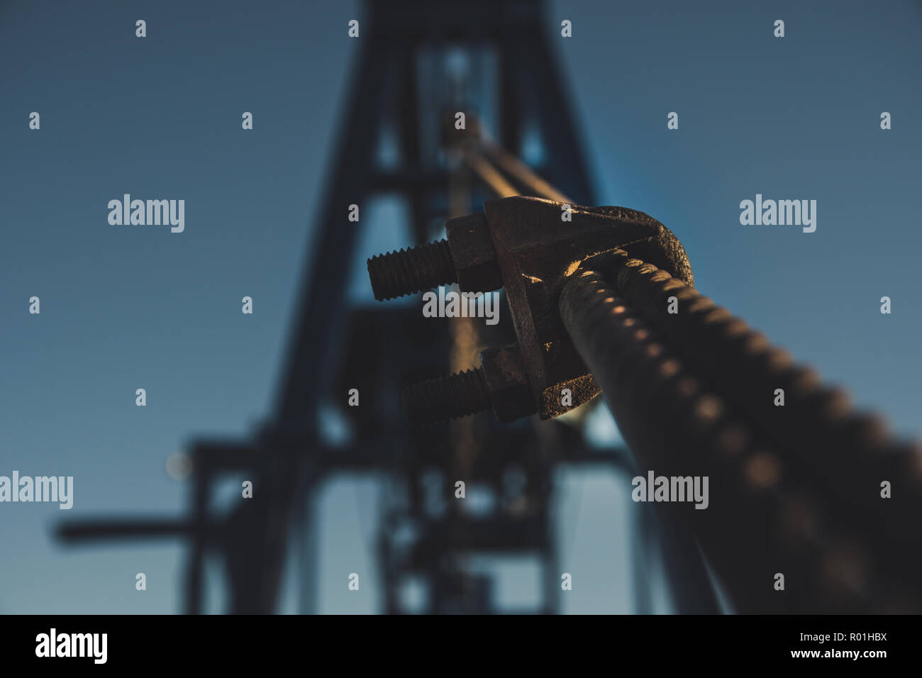 Detail of a rusty cable for old elevator outdoor Stock Photo - Alamy