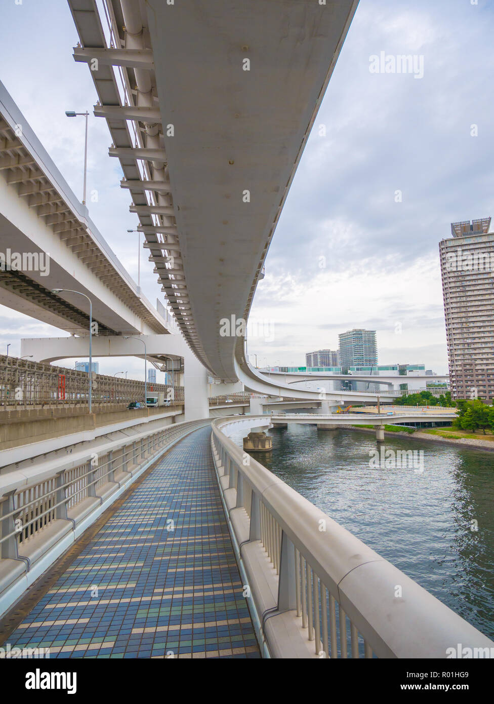 Walkway "Rainbow promenade" of Rainbow Bridge. It is a way that you can ...