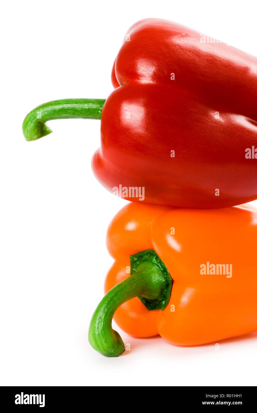 two bell peppers isolated on white background Stock Photo - Alamy