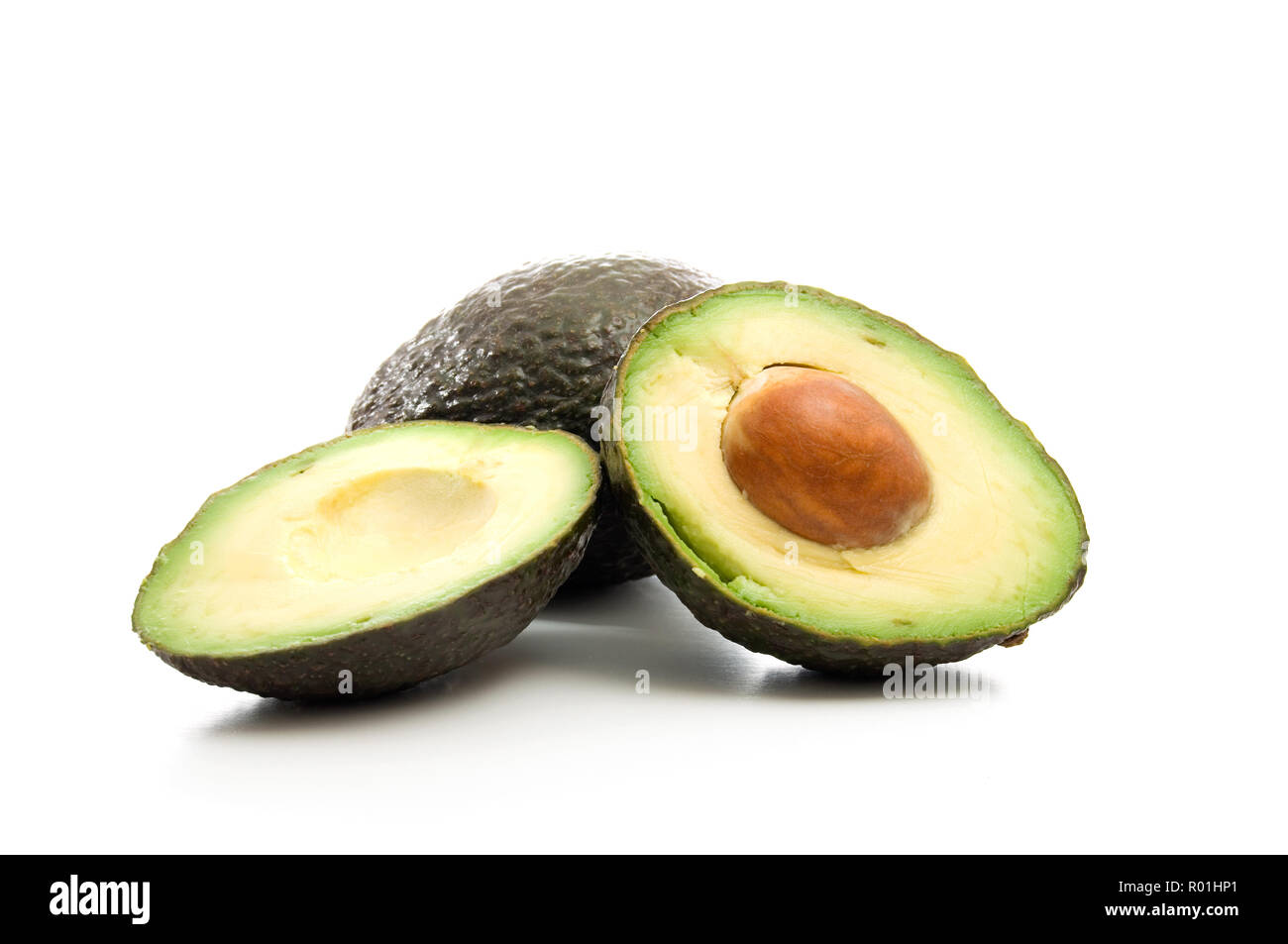 Beautiful Delicious Fresh Sliced Avocado on White Background Stock ...