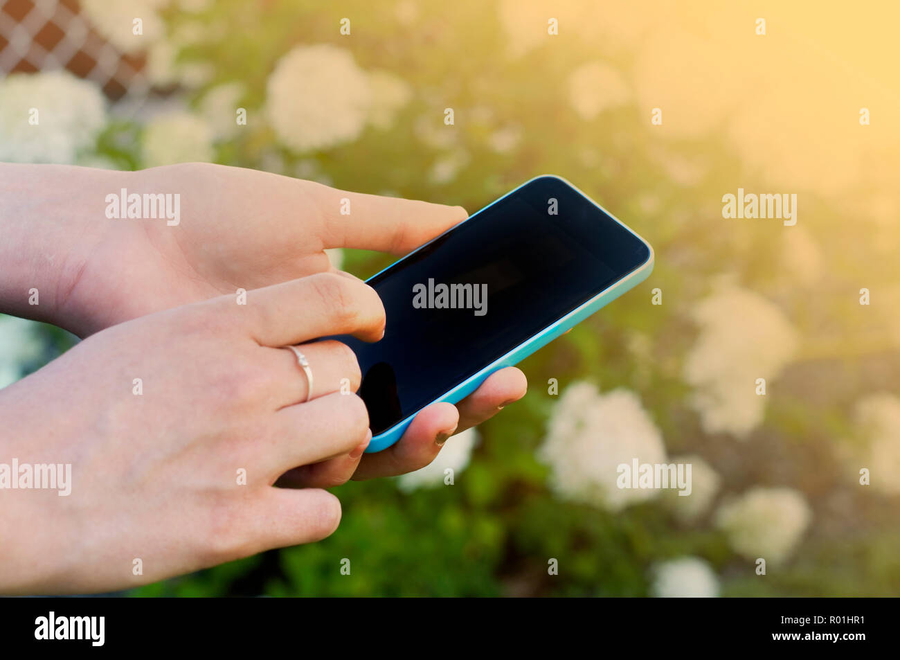 Phone send text messages typing hi-res stock photography and images - Alamy