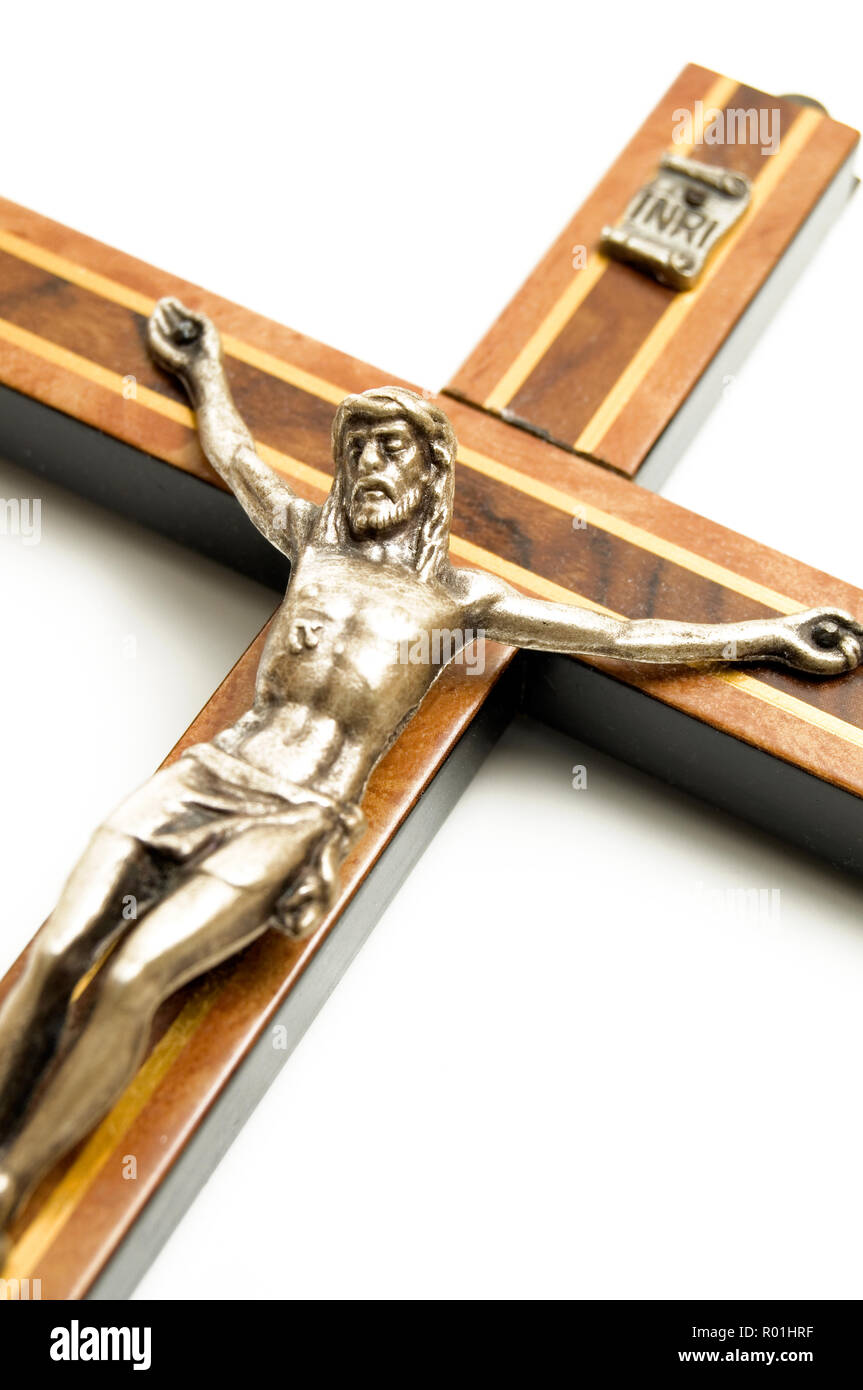 Religious Symbol of Jesus on a Cross on Isolated White Background Shot ...