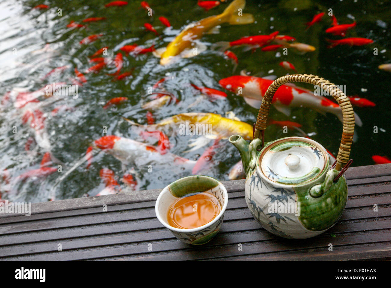 Tea set the goldfish Stock Photo - Alamy