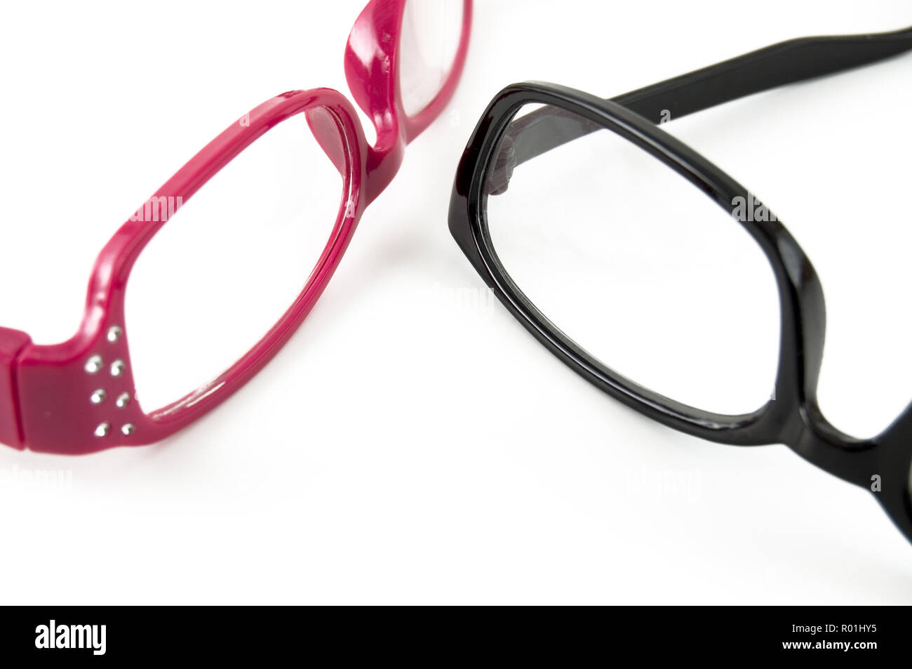 Red and Black Eyeglasses Isolated on White Stock Photo - Alamy