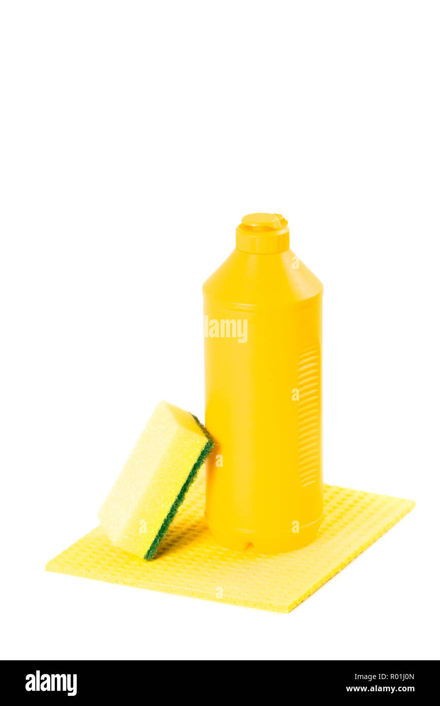 yellow products for cleaning isolated on white background Stock Photo ...