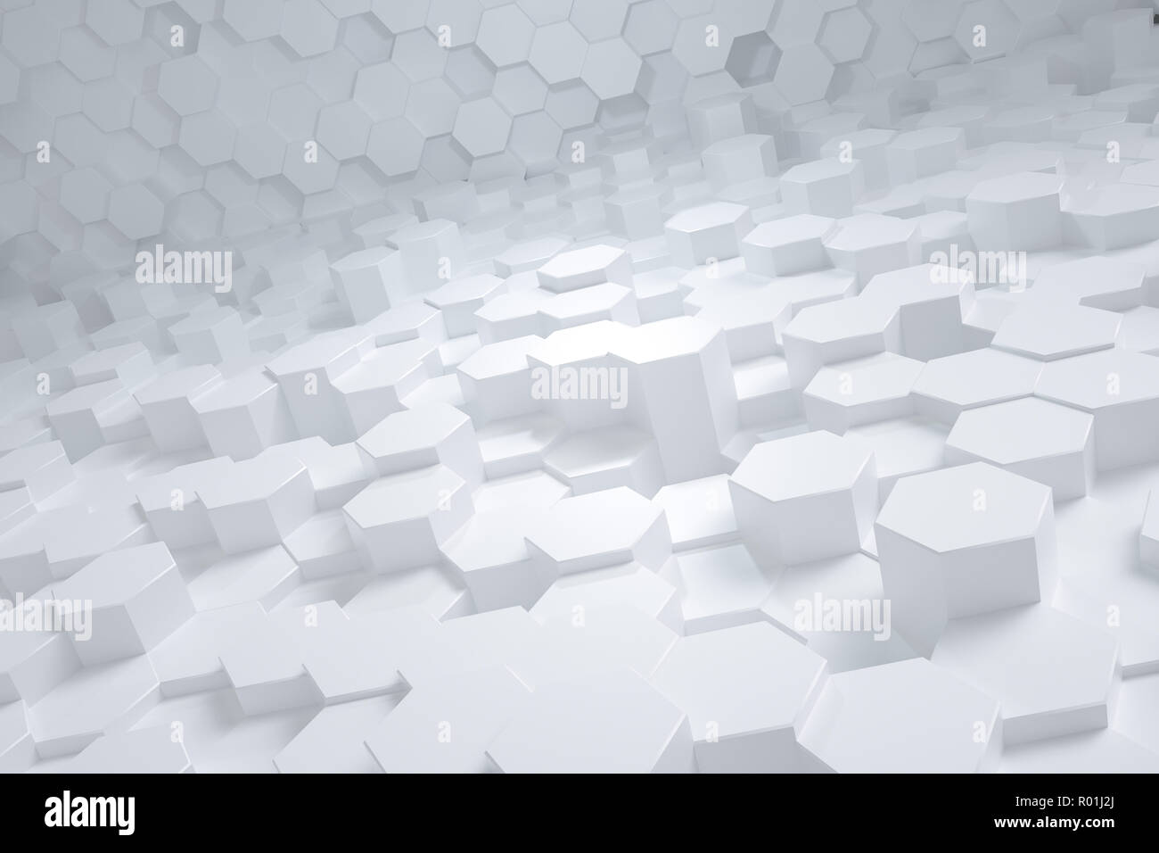 3d rendering, White hexagonal background Stock Photo - Alamy