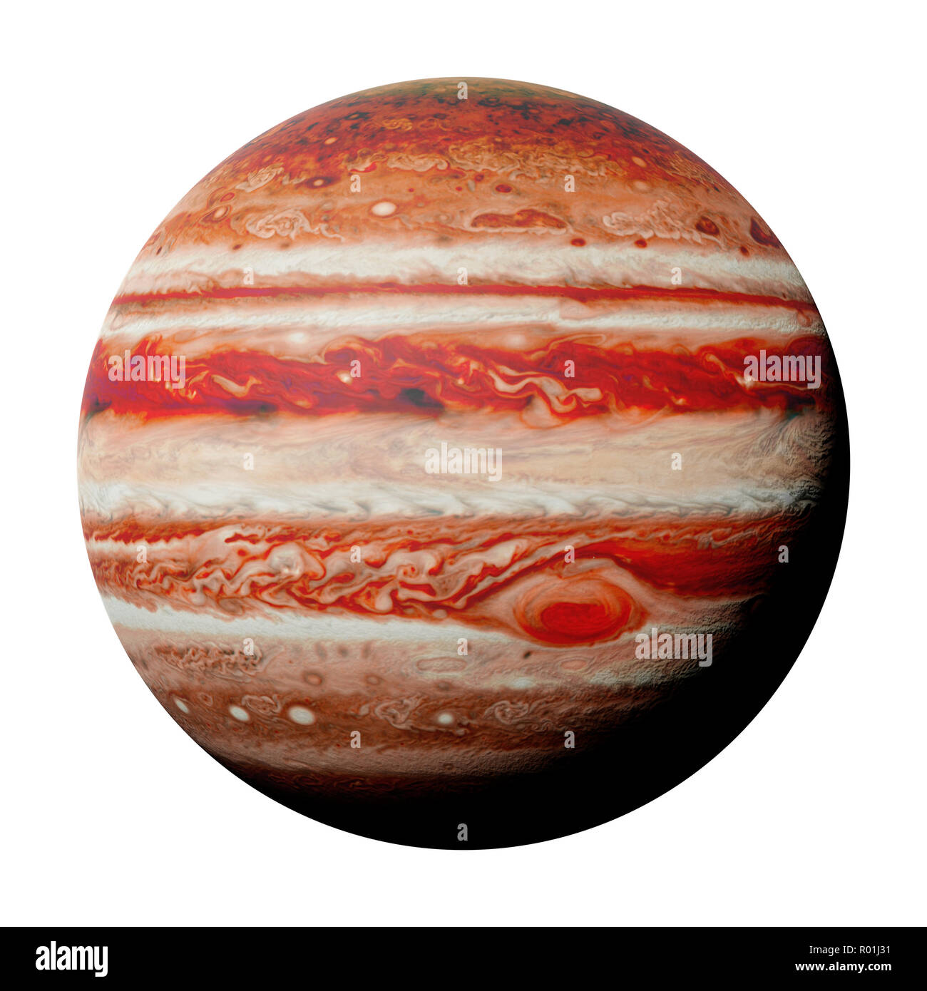 planet Jupiter isolated on white background, part of the solar system ...