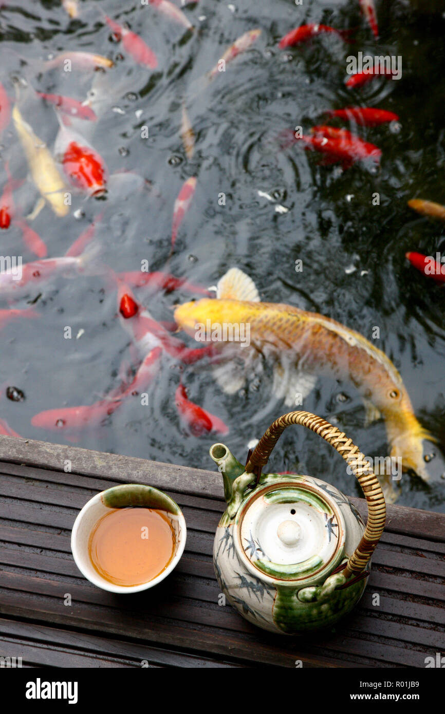 Tea set the goldfish Stock Photo - Alamy