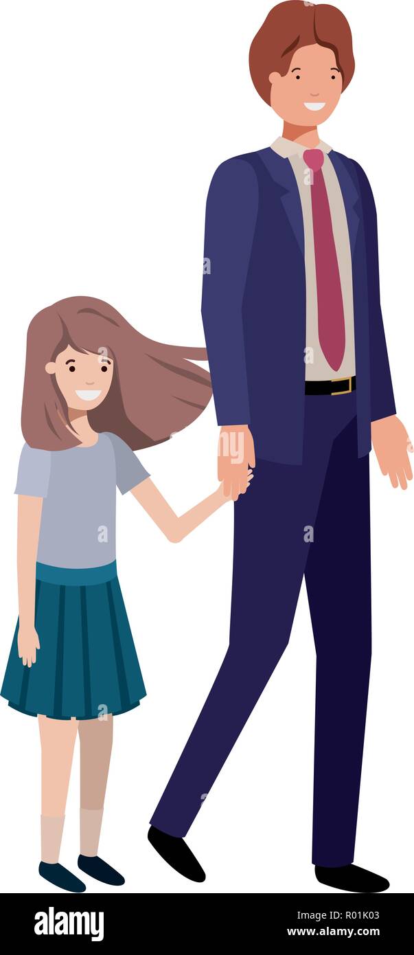 father and daughter avatar character vector illustration desing Stock ...