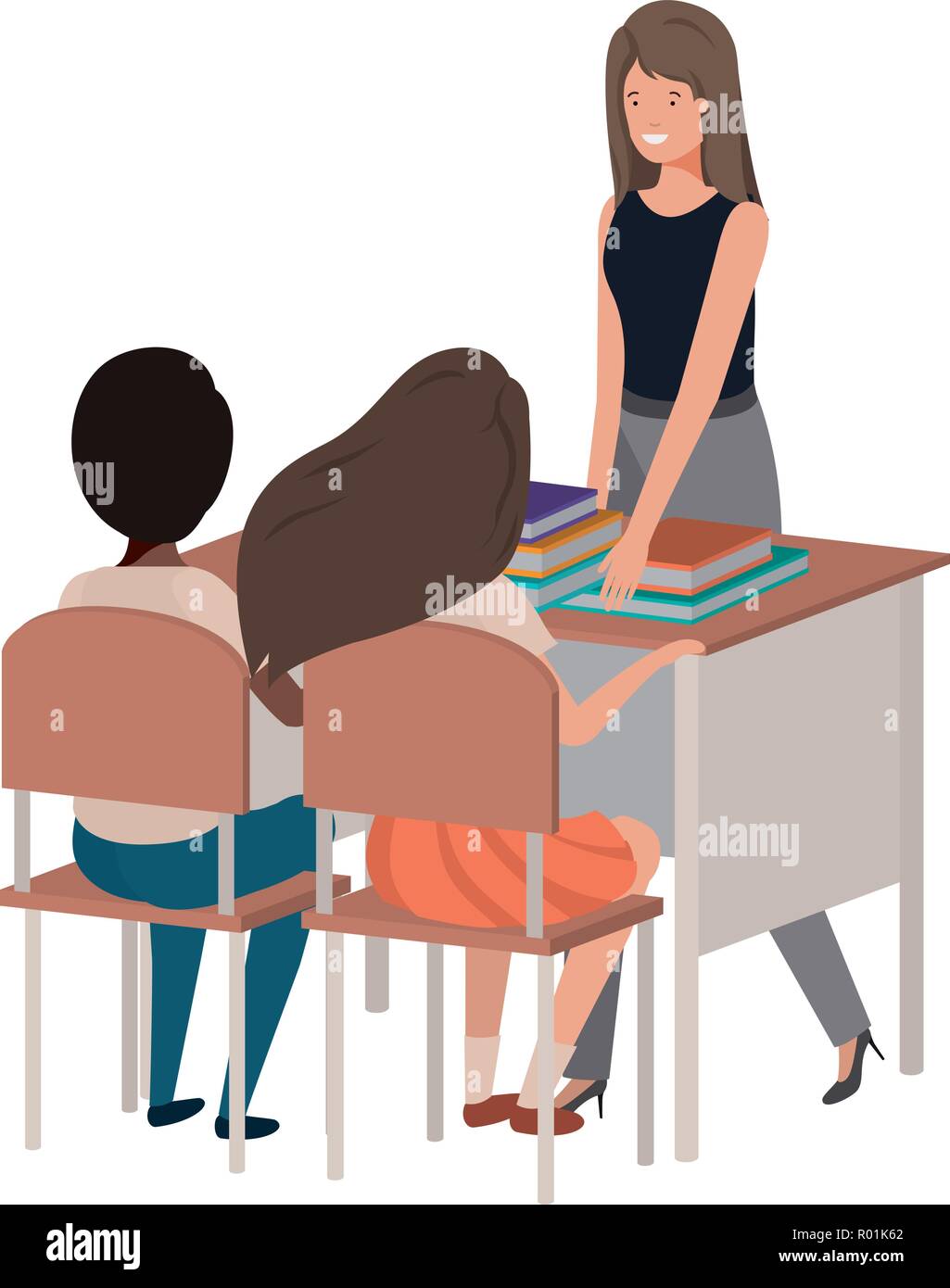 female teacher in the classroom with students Stock Vector Image & Art ...