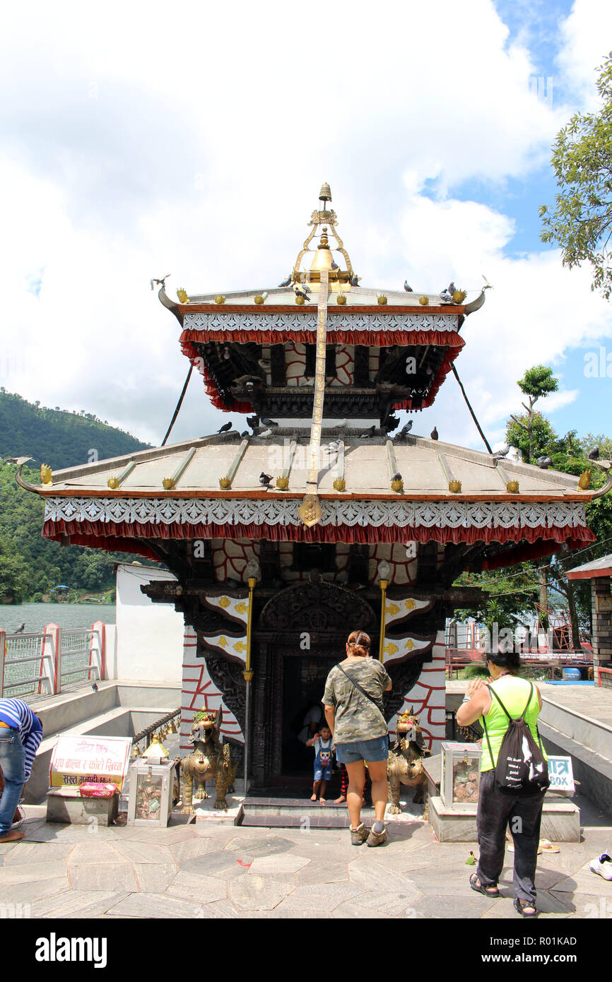 The Tal Barahi Nepali Budhdist temple by the middle of Phewa Lake in ...