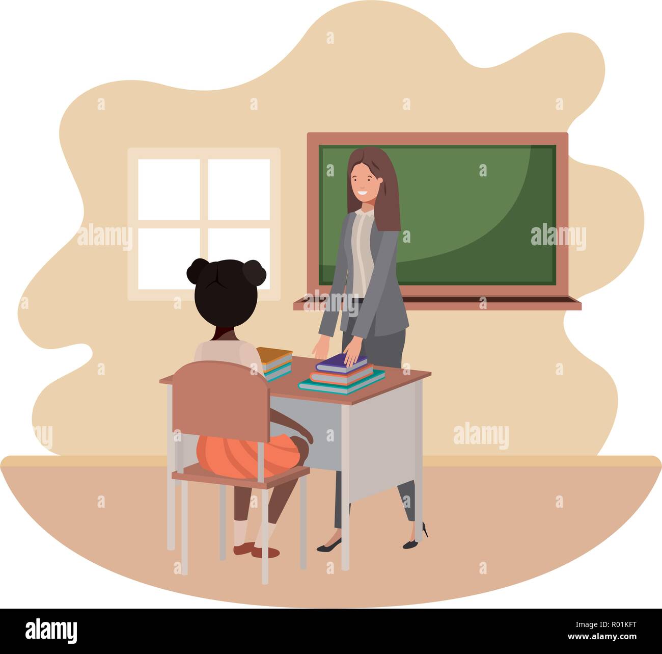 Secondary student in desk Stock Vector Images - Alamy