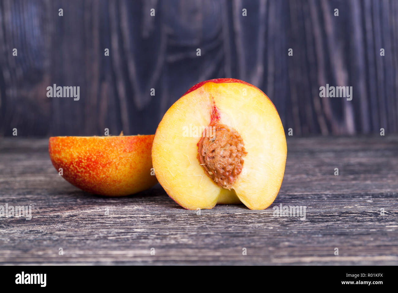 Peach cut in half hi-res stock photography and images - Alamy