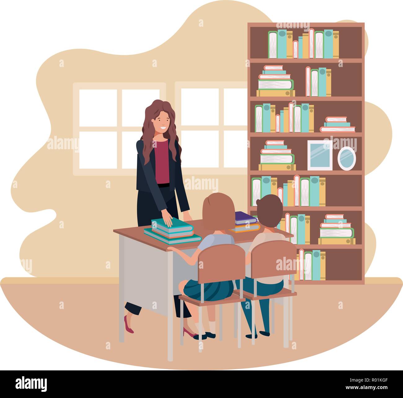 female teacher in the classroom with students Stock Vector Image & Art ...