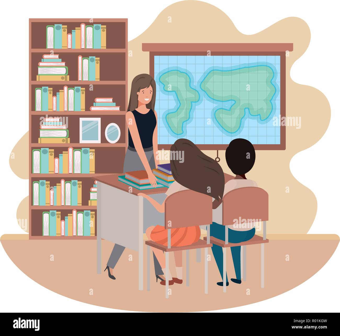 Elementary students floor classroom teacher Stock Vector Images - Alamy