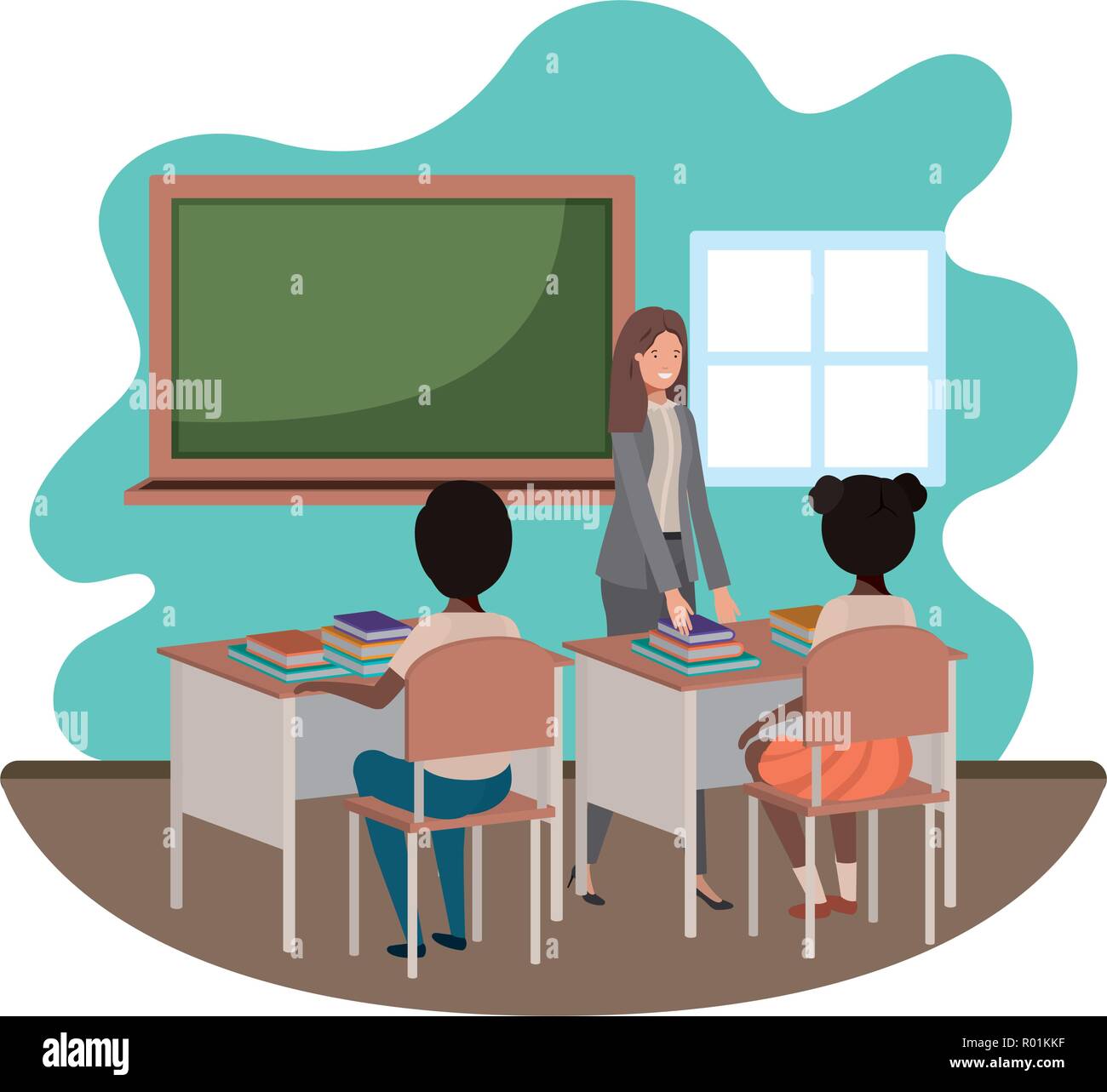 female teacher in the classroom with students Stock Vector Image & Art ...