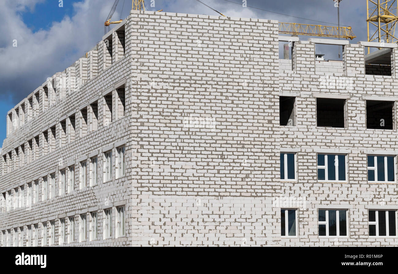 construction of a new high-rise building of gas silicate blocks and ...