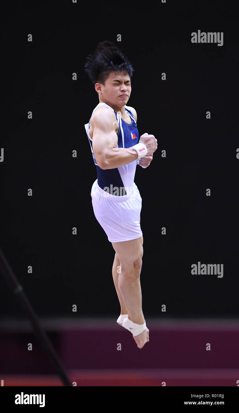 Doha, Katar. 31st Oct, 2018. Carlos Edriel Yulo (PHI) on the jump. GES ...