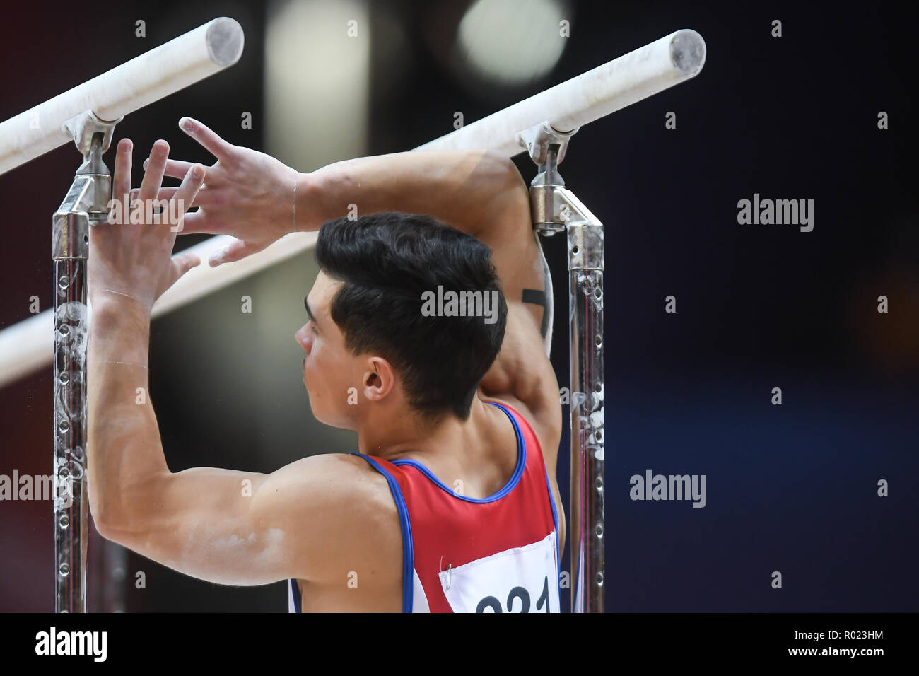 Doha, Qatar. 31st Oct, 2018. ARTUR DALALOYAN checks the spacing of the ...
