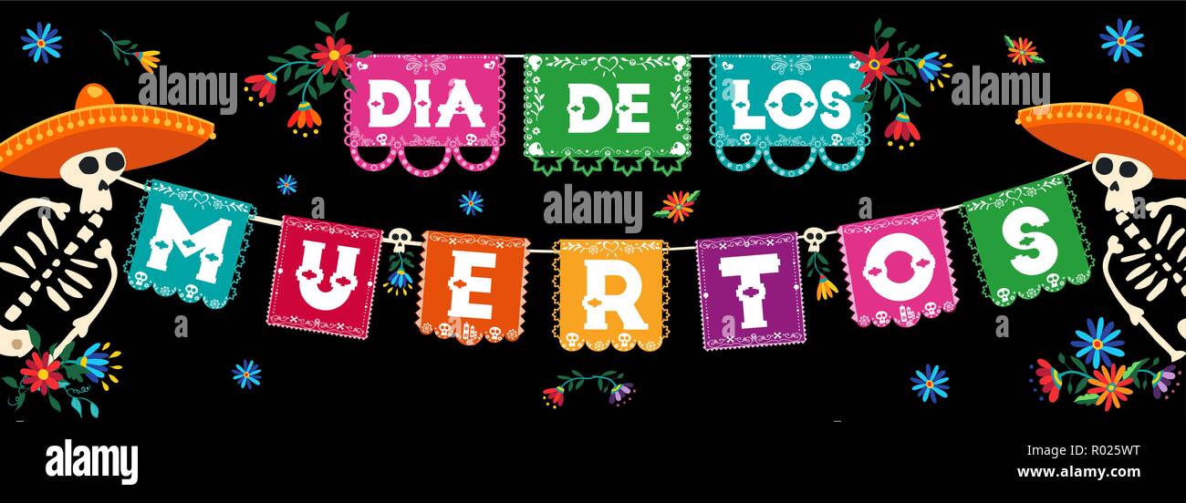 Day of the dead web banner illustration in spanish language for ...