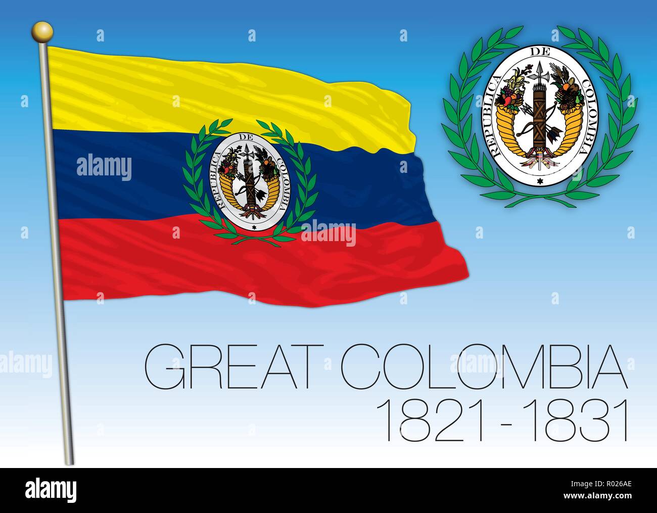 Great Colombia historical flag, 1821 - 1831, vector illustration Stock ...
