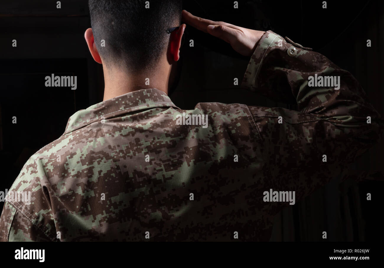 Us marine saluting hi-res stock photography and images - Alamy