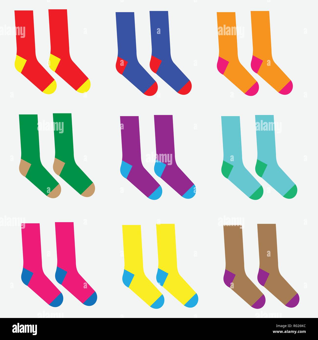 Nine pairs of different colorful socks vector Stock Vector Image & Art ...